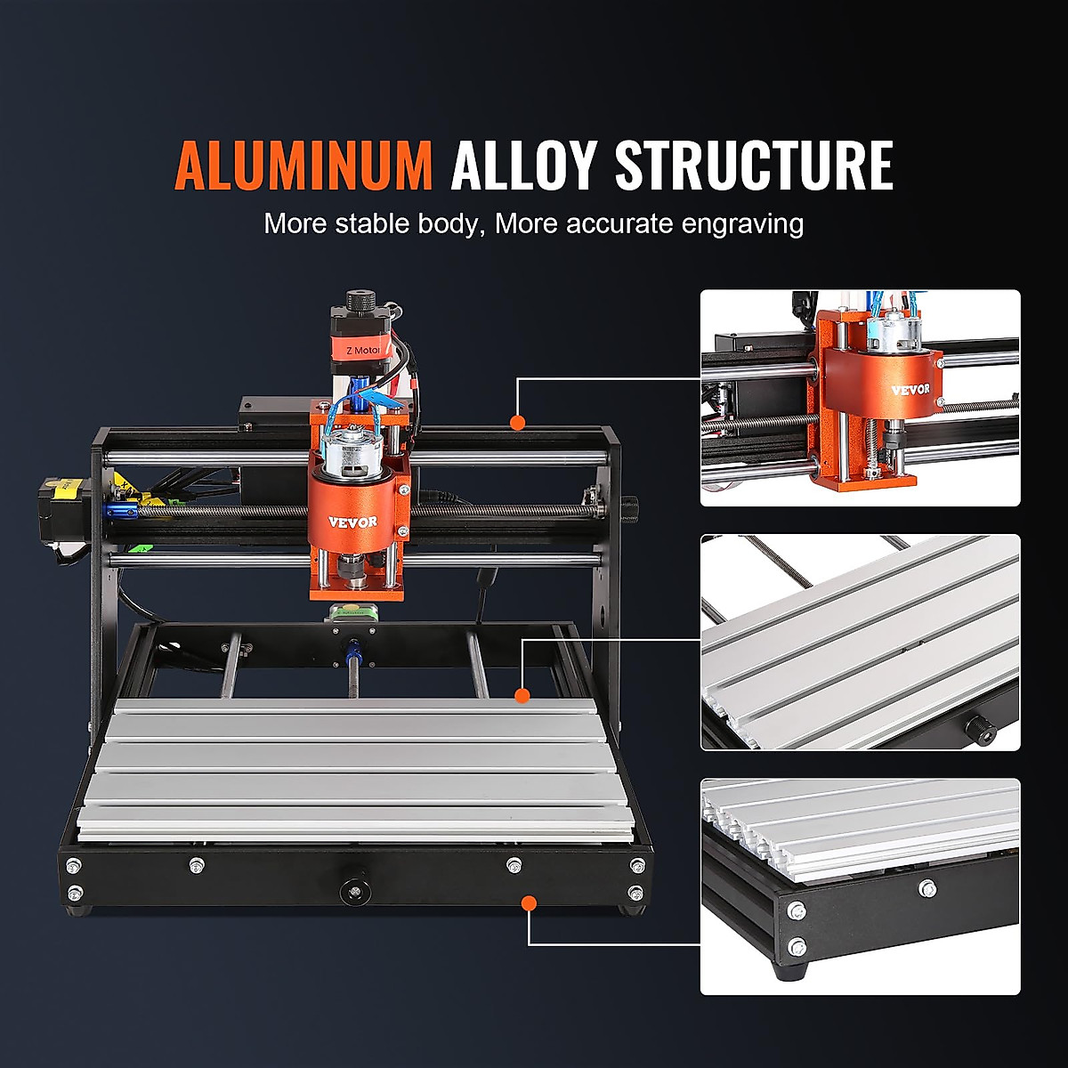 VEVOR CNC Router Machine, 120W 3 Axis GRBL Control Wood Engraving Carving Milling Machine Kit, 300 x 200 x 60 mm/11.8 x 7.87 x 2.36 in Working Area 10000 RPM for Wood Acrylic MDF PVC Plastic Foam