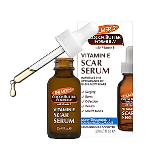 Palmer's Cocoa Butter Formula Scar Serum, Skin Brightening Oil for Face & Body, Concentrated Serum with Vitamin E, Fragrance Free, 1 Fl Oz