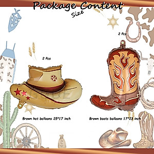 4 Pcs Western Themed Party Balloons Western Boot Balloons Cowboy Hat Balloon Wild West Western Baby Shower Birthday Bachelorette Party Decor Supplies