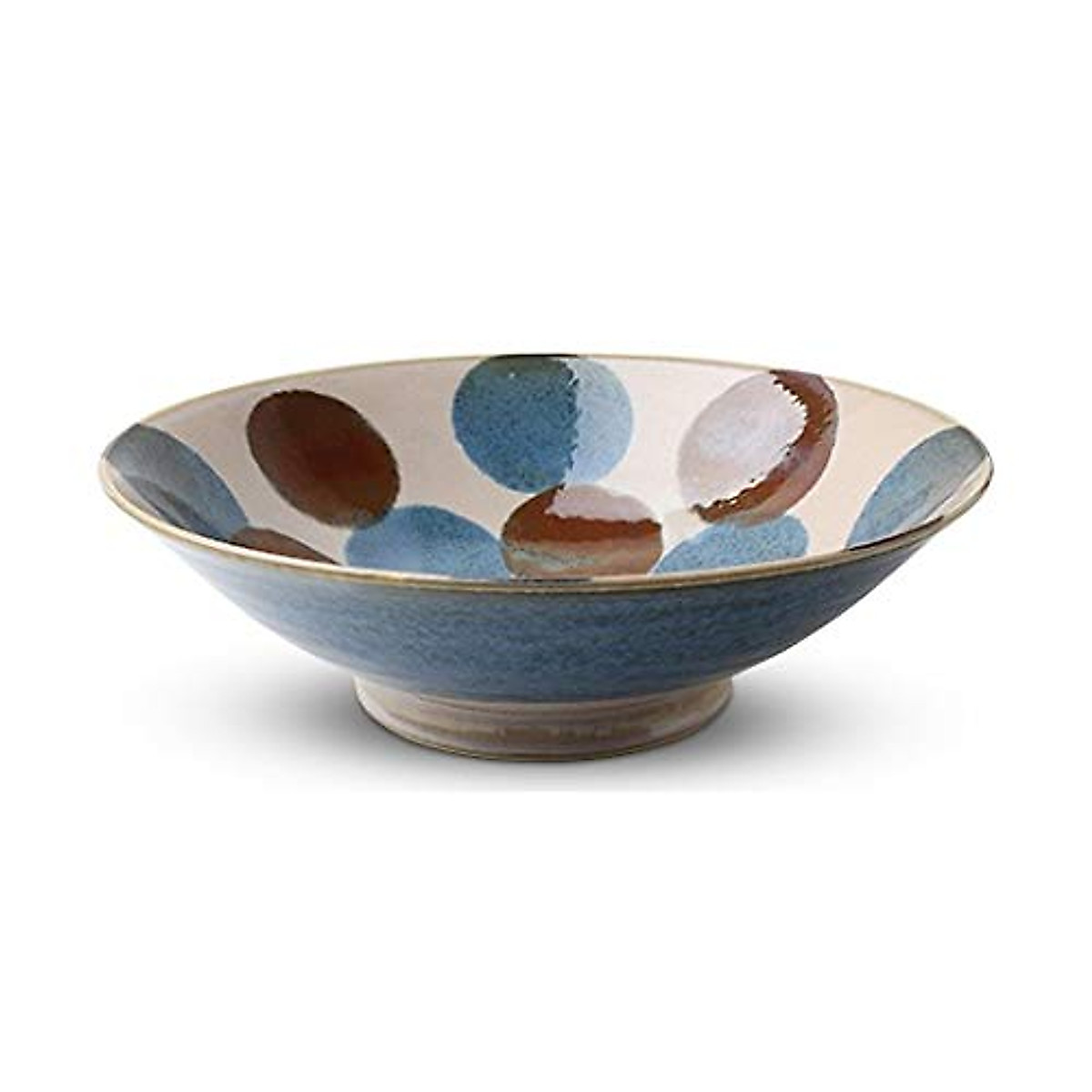 MIYA 9.75 Inch Japanese Bowl Rustic Blue & Brown