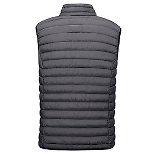 Little Donkey Andy Men's Lightweight Warm Puffer Vest Outdoor Sleeveless Jacket for Golf Hiking Casual Travel Steel Gray M