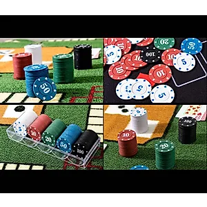 Lynkaye 100 Pcs Poker Chips with Storage Box, Plastic Poker Card Chips with Denomination Printed Number for Texas Home Nights, Learning Math Counting, Bingo, Family Game Token