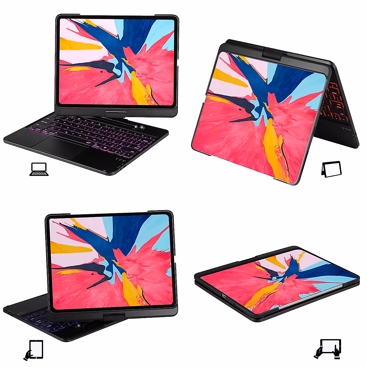 LENRICH iPad Pro 12.9 case with Keyboard 2022 6th Generation Backlit Trackpad, Fit for 5th Gen 2021/4th 2020/3rd 2018