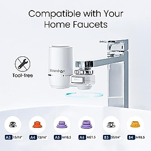 Waterdrop Ultra Filtration System for Skin Care, Faucet Water Filter, 320 Gallons Longer Life Faucet, Tap Water Filter, Reduces Chlorine, Fits Standard Faucets, WD-FC-02 (1 Filter Included)