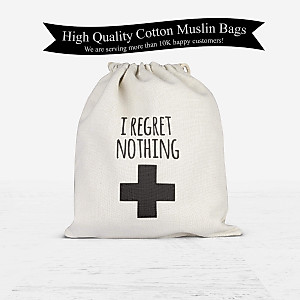 I Regret Nothing Hangover Kit | Bachelorette Party | Favor Hang over Gift Bags | Wedding Cotton Muslin with Drawstring Hangover | Bridal Shower Pouches | Bridemaid Pouches | Amenity Bags - 5*7 inch