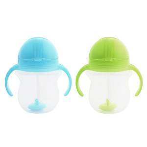 Munchkin Click Lock 7 Ounce Weighted Flexi-Straw Cup (2 Count, Green/Blue)
