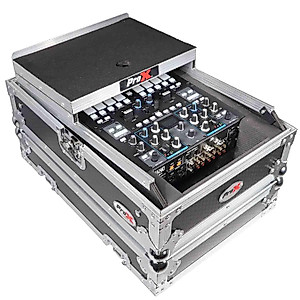 Artist Unknown Prox XS-RANE72LT 11" ATA-300 Style Gig Ready Flight/Road Case with Laptop Shelf for Rane Seventy-Two DJ Mixer, Silver on Black