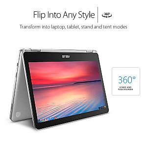 ASUS Chromebook Flip C302 2-In-1 Laptop- 12.5” Full HD 4-Way NanoEdge Touchscreen, Intel Core M5, 4GB RAM, 64GB Flash Storage, All-Metal Body, Backlit Keyboard, Chrome OS- C302CA-DH54 Silver