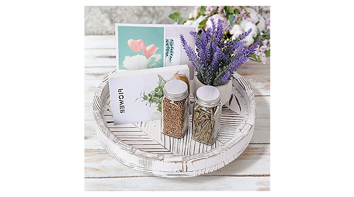 12" Rustic Farmhouse Wood Lazy Susan | Table Decor & Organize