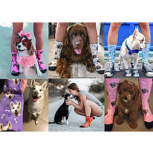 Custom Print Your Photo Pet Face Socks, Personalized Circle Game Finger Black Crew Socks for Men Women