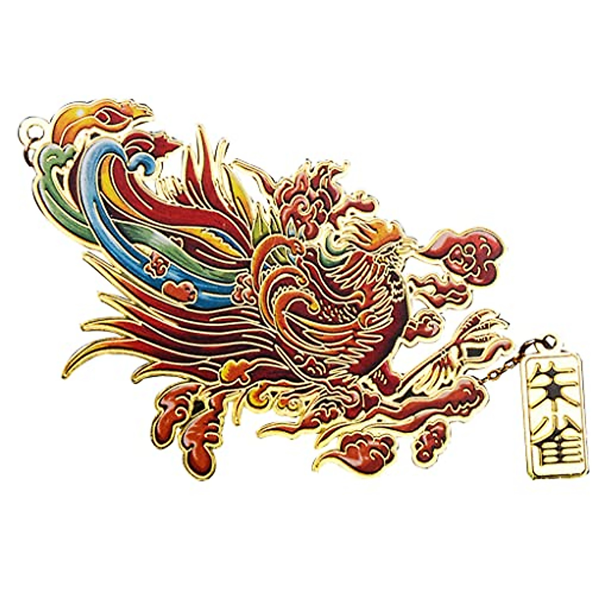 Bookmark Chinese Style Vermilion Bird Retro Hollow Out Book Clip with Pendant Pagination Mark Metal 1Piece