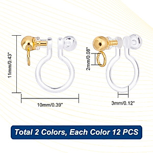 PH Pandahall 24pcs Transparent U Type Earring Findings Alloy Invisible Clip on Earring Converter Non-Pierced Earrings Painless Allergy-free Resin Earring Components for Non Pierced Ears