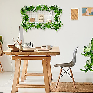 ASHINER 5 Pack 37.5 FT Artificial White Flower Garlands Fake Rose Vines Fall Decor Faux Floral Wall Hanging Plants for Wedding Arch Garden Home Party