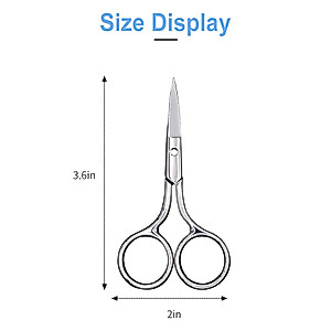 Eyebrow Scissors, Small Scissors for Hair, Eyebrows, Nose Hair, Beard, Eyelashes, Cuticle. Stainless Steel Fine Straight Tip Nose Hair Scissors -ASONTAO (1Pcs Eyebrow Scissors)