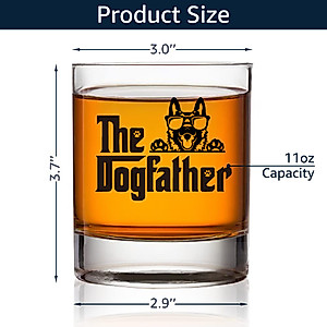 TOUNER German Shepherd Whiskey Glasses, The DogFather Whiskey Glass, Dog Lover Gifts For Him, Dog Dad Gifts For Men, Gifts from Dog Dad, Unique Gift For Dog Lovers