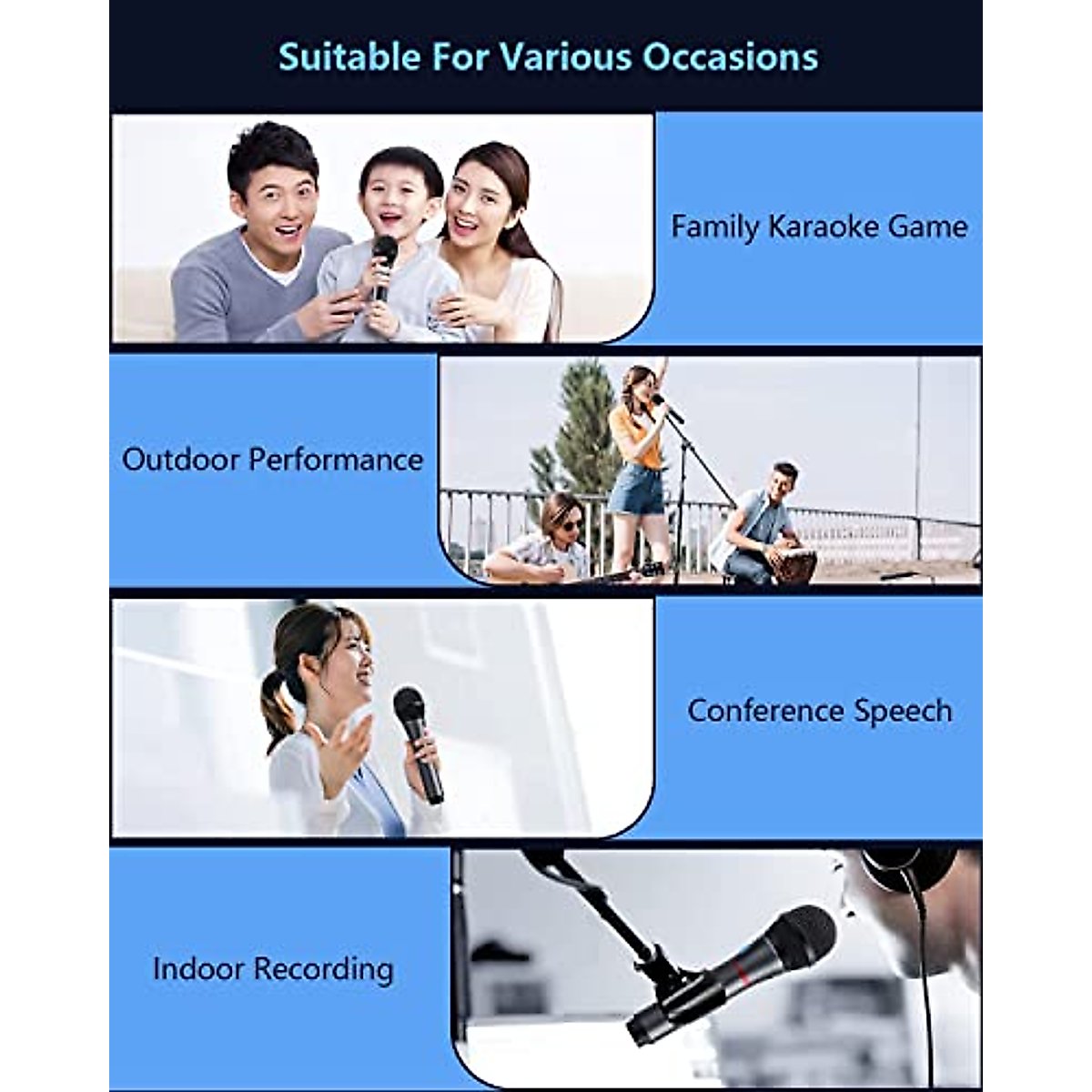 Lococo Wireless Microphone,UHF Metal Rechargeable Handheld Dynamic Mic with USB Receiver Mute Function for Karaoke Party,Computer,Mobile Phone,Amplifier,PA System,Singing Machine