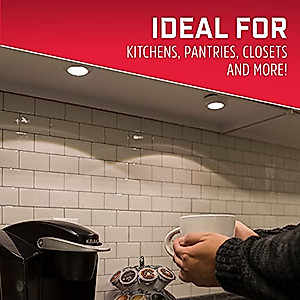 Energizer LED Puck Lights, 2 Pack, Battery Operated, Push Light, Wireless Lights, 50 Lumens, Tap Light, Stick On Lights, White, Perfect for Under Cabinet, Closets, Pantry, and More, 46009