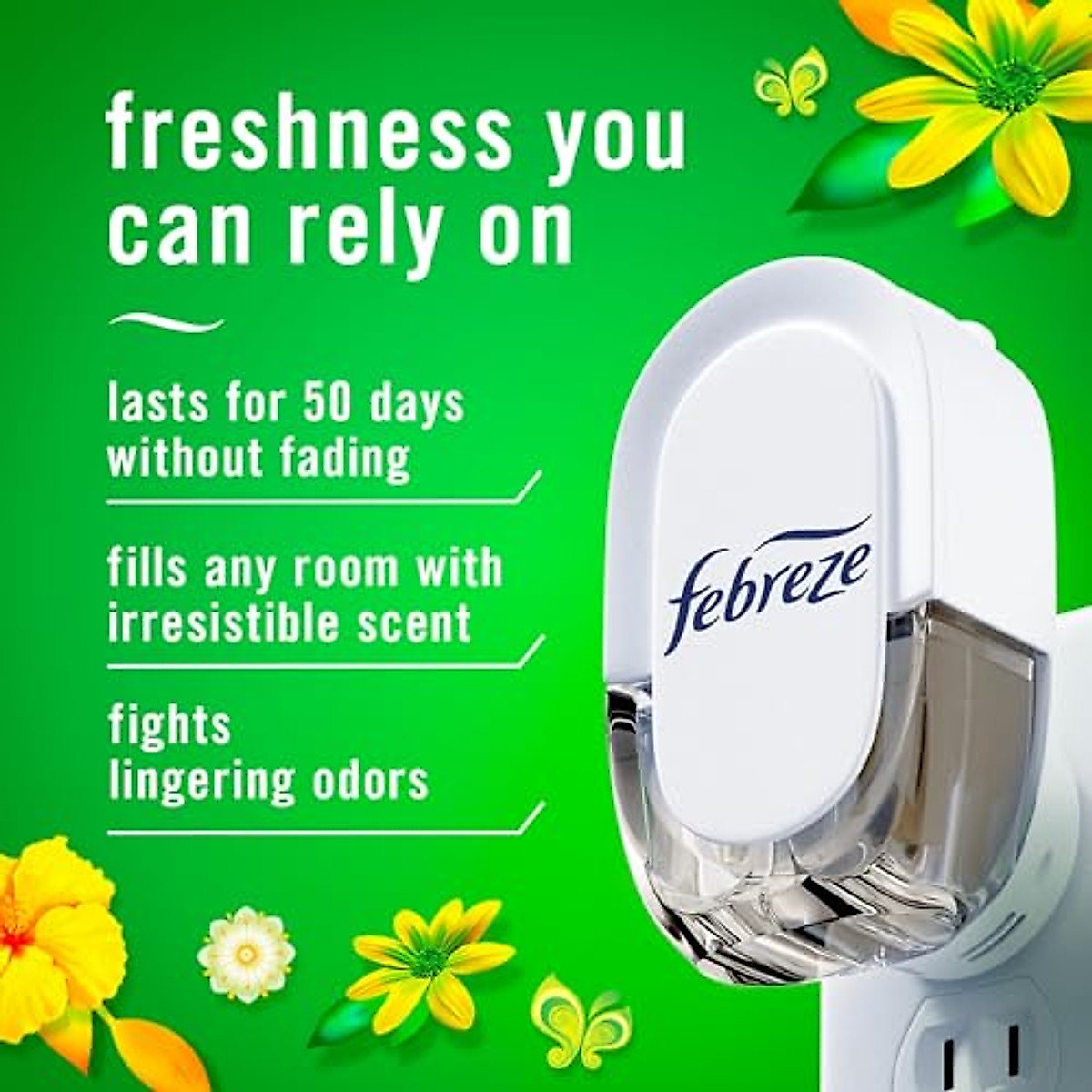 Febreze Odor-Fighting Fade Defy PLUG Air Freshener, Downy April Fresh, Gain Original, Linen & Sky, (3) .87 fl. oz. Oil Refills