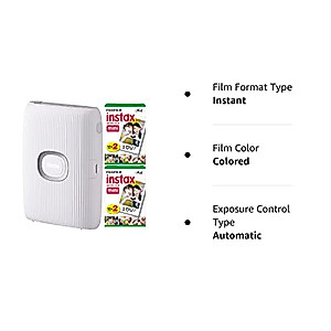 Fujifilm Instax Mini Link Smartphone Printer (Ash White) + Film (40 Sheets) - Bundle
