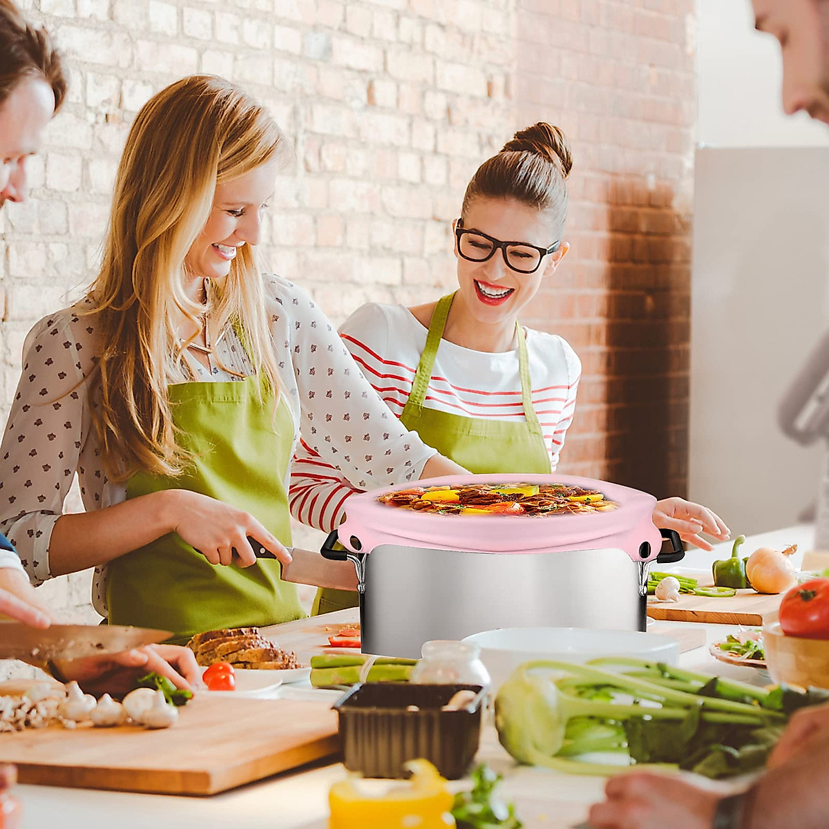3 Pack Silicone Slow Cooker Liners - Reusable & Leakproof Fit 6-8 Quarts Crockpot，Dishwasher Safe Cooking Liners for Oval or Round Pot