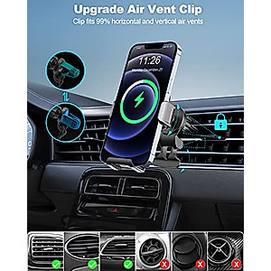 Wireless Car Charger, BelPel 15W Qi Fast Charging Auto-Clamping Car Charger Mount, Air Vent Car Charging Phone Holder for iPhone 14/13/12/11 Pro Max Series, Galaxy S22/S21, Clearance