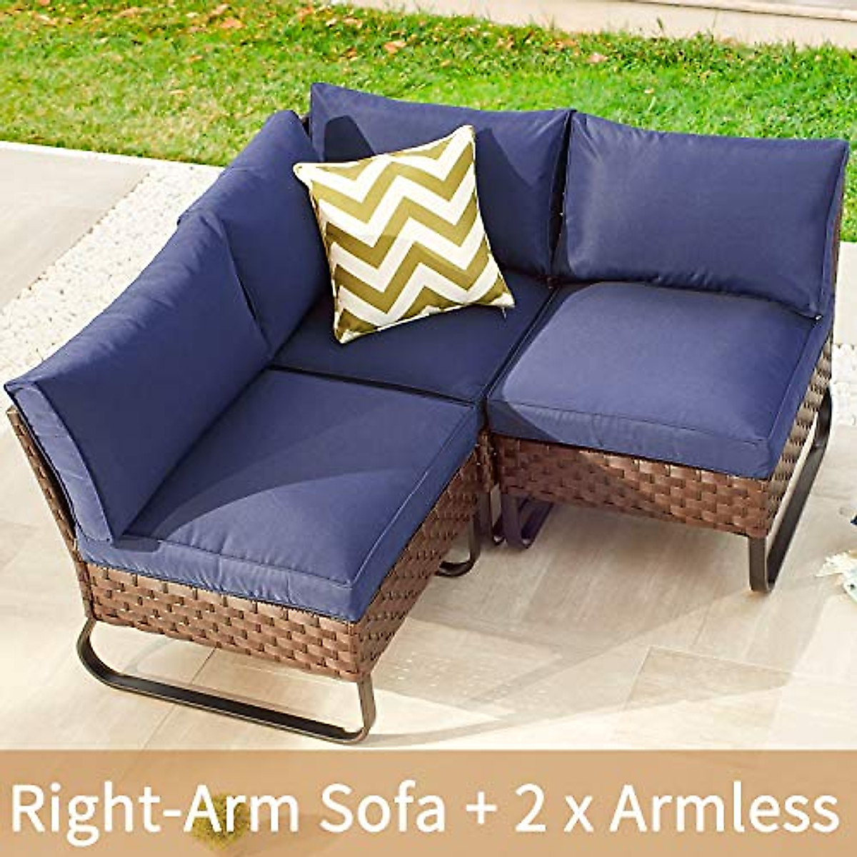 Romayard 10 PCS Patio Conversation Set Outdoor Metal Furniture All-Weather Steel Frame Sectional Sofa Set with Cushions for Garden,Lawn,Pool