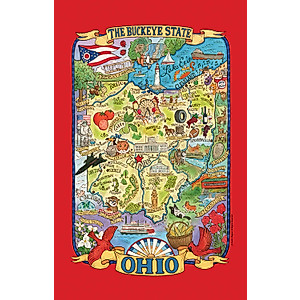 Kay Dee Designs Adventure Destinations Ohio Map Tea Kitchen Towel, 18" x 28", Various