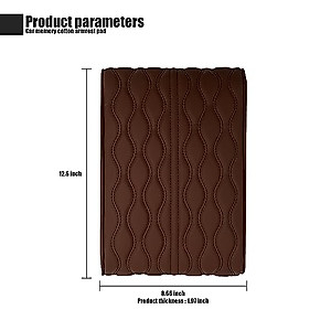 Dewkou 1 Pack Auto Center Console Pad, Memory Foam Car Leather Arm Rest Covering, Universal Waterproof Armrest Box Booster Pad, Anti-Scratch Cover for Car Armrest Box, for Most Vehicle (Coffee)