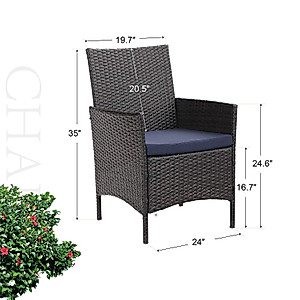 MFSTUDIO 28 Inch Propane Gas Fire Pit Table & Wicker Chairs Furniture Set with Blue Fire Glass, Multi-Function Outdoor Patio Conversation Set, 50,000 BTU, CSA Certification