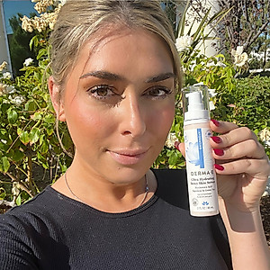 DERMA E Ultra Hydrating Serum with Hyaluronic Acid and Green Tea – All Natural, Antioxidant-Rich Serum – Smoothes Skin – Concentrated Facial Serum, 2oz