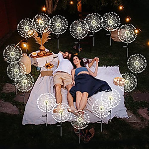 BBTO 12 Pack Solar Firework Lights Solar Outdoor Lights 120 LED Waterproof Solar Fireworks Lamps Decoration Lights for Garden Outdoor Patio Walkway Pathway Lawn Backyard Landscape, Warm White