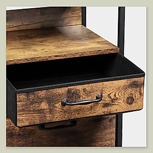 YeTom Nightstand, Bedside Table with 3 Fabric Drawers, Side Table with Open Shelf, End Table with Steel Frame,3 Drawer Dresser for Bedroom, Entryway, College Dorm, Easy Assembly,Brown