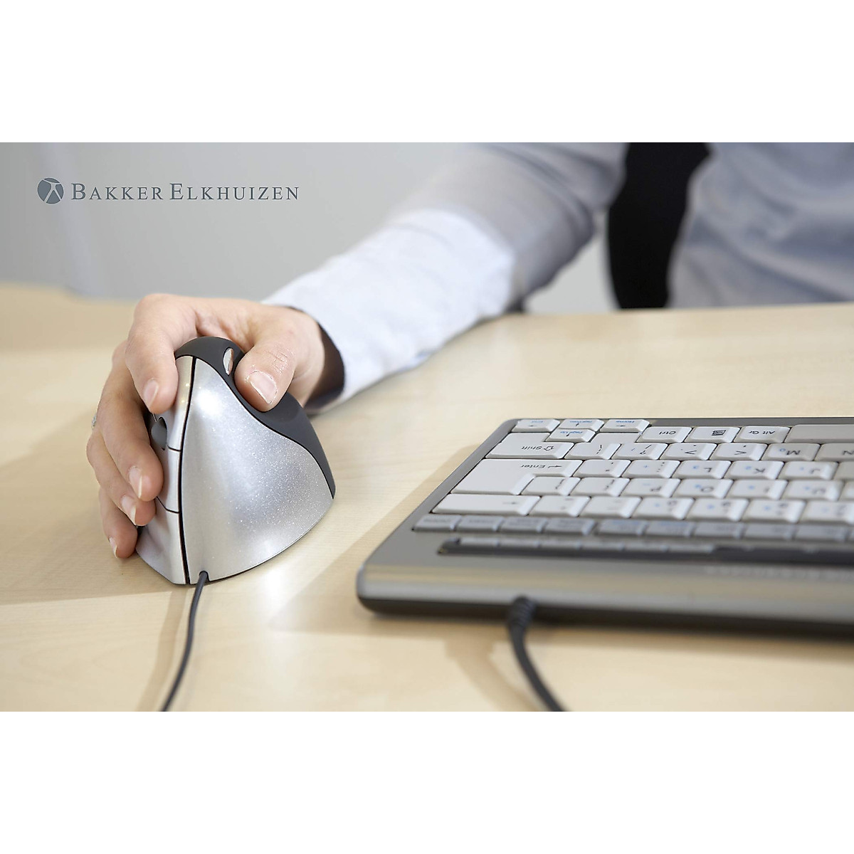 BakkerElkhuizen S-Board 840 Keyboard Ergonomic Compact, Lightweight for use with Laptop and Desktop PCs., an Integrated Numeric pad, a Larger Enter Key, and Two USB Ports.
