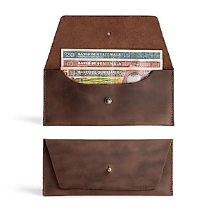 Hide & Drink, Long Utility Pouch, Stylish Wallet for Carrying and Storing Cash, Clutch Bag, Full Grain Leather, Handmade, Bourbon Brown