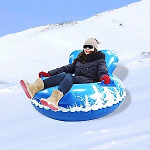 SUNSHINEMALL Snow Tube - 45 Inch Inflatable Snow Sled Snow Toys Sofa Shape for Kids and Adults Heavy Duty Inflatable Snow Tube Winter Outdoor Toys for Kids and Adults