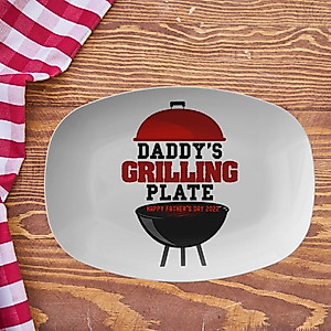 Personalized Dad's Grilling Plate Kids Names Serving Platter Dinnerware Customized Kids Names Plate for Garden Barbecue Family Reunion Unique Custom Family Names Platter for Boys and Girls