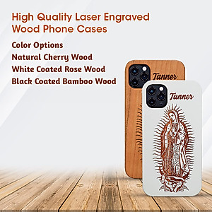 Virgen De Guadalupe - Custom Wood Phone Case + FREE Tempered Glass (Virgin Mary - Our Lady of Guadalupe) for iPhone 15/14/13/12/11 (Mini ,Pro, Pro Max,Plus)Xs,Xr,X Samsung S21/S22/S23 UL+ FE Note 12 L