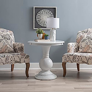 Powell White Pedestal Accent Table Pickins Round