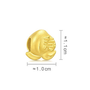 CHOW SANG SANG 999 24K Solid Gold Mini Charm Longevity Peach Charm Blessing Bracelet for Women and Men 93772C