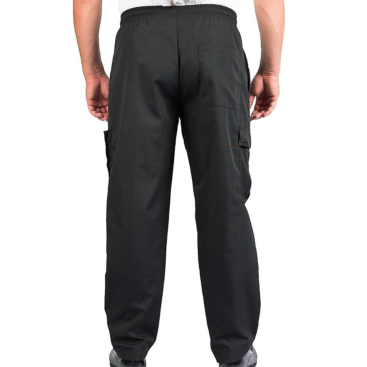 KNG Black Baggy Cargo Chef Pants for Men and Women – Drawstring Waist L