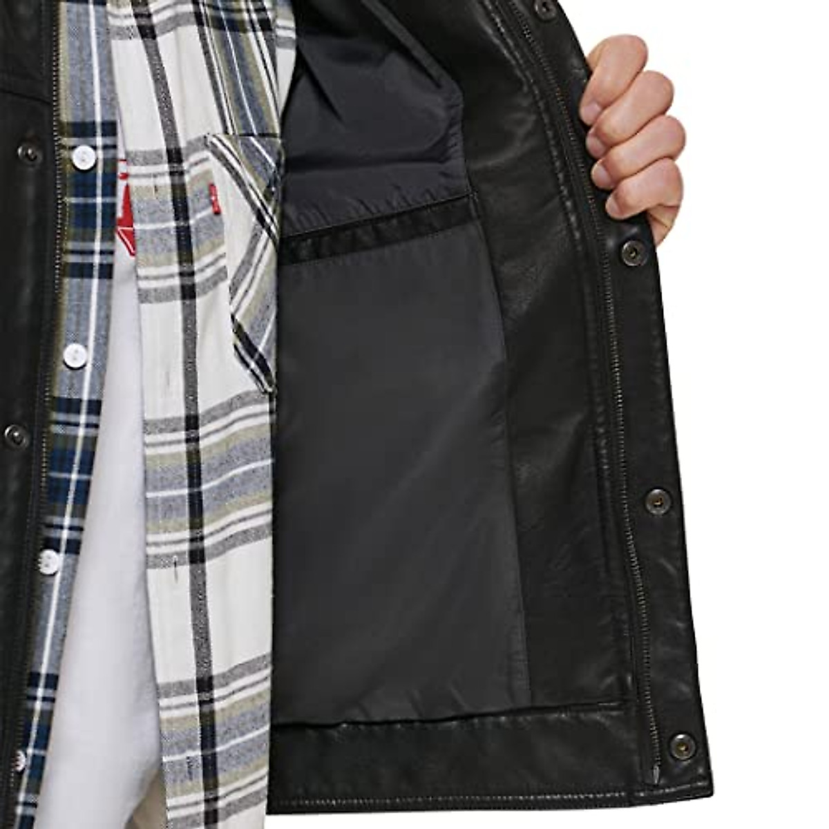 Levi's Men's Faux Leather Classic Trucker Jacket, New Black, L