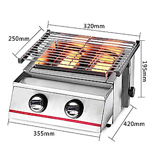 Portable Grill, 2-Burner Grill LPG Gas BBQ Grill, Tabletop Smokeless Outdoor Barbecue Cooker, for Parties, Backyard Barbeques, Camping, Tailgating or Picnicking