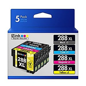 E-Z Ink (TM) Remanufactured Ink Cartridge Replacement for Epson 288 288XL High Yield to use with XP-440 XP-446 XP-330 XP-340 XP-430 (2 Black, 1 Cyan, 1 Magenta, 1 Yellow with Latest Upgraded Chips)