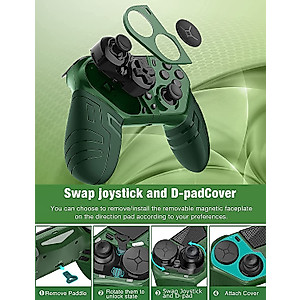 COWBOX 【2021 Upgraded Version】 PS4 Controller with 3 Programmable Back Buttons and 1 Sensitivity-Control Back Button, Game Controller Remote with Turbo/Gyro/HD Dual Vibration/Touch Panel/LED