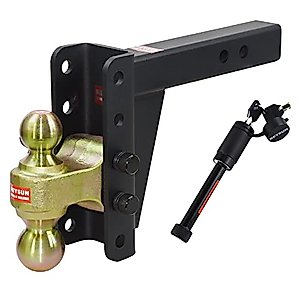 REYSUN 864351 Adjustable Trailer Hitches with Dual Ball 2" & 2-5/16", 6-1/2" Drop/Rise, 2" Receiver Shank, Drop Hitch 14,000lbs Capacity…