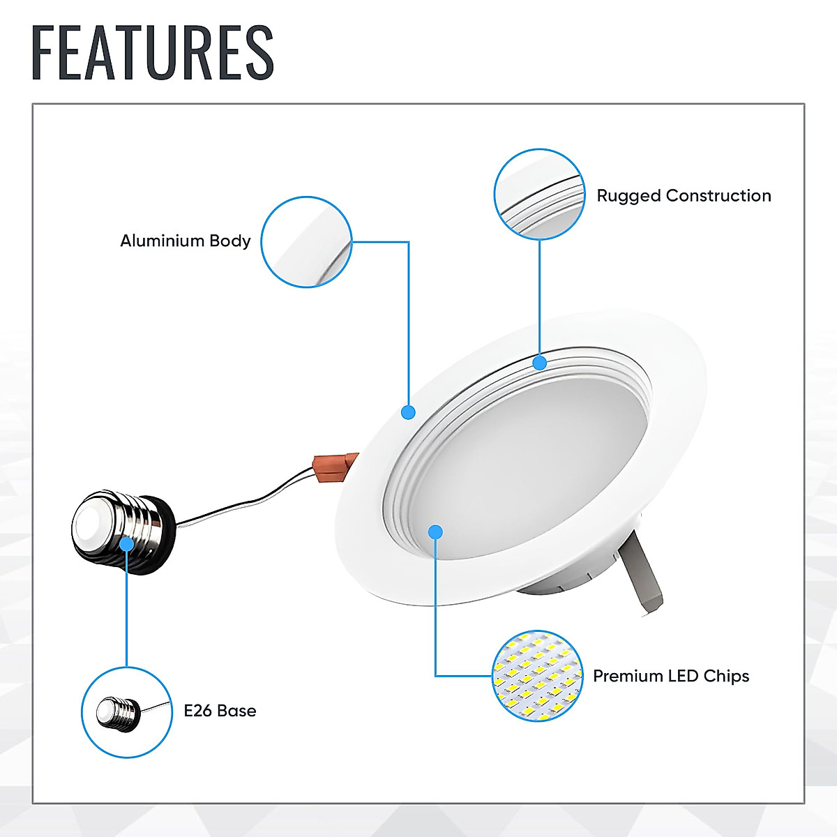 LEDMyplace 4 inch 10W Round Dimmable Retrofit LED Recessed Downlight, Pack of 4, 3000K Warm White, 650 Lumens, Replace of 35W, Baffle Trim Can Lights for Ceiling, Indoor Lighting for Home, Kitchen