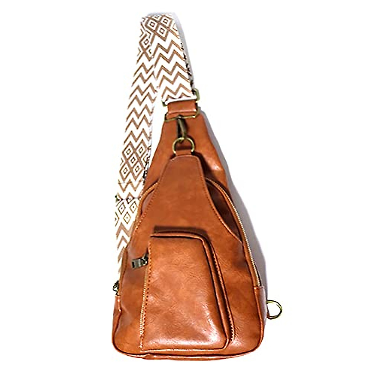 HAIBOLAN Women Cross-Body Sling Bag Vegan Leather Crossbody Shoulder Chest Purse with Adjustable Strap (brown 2)