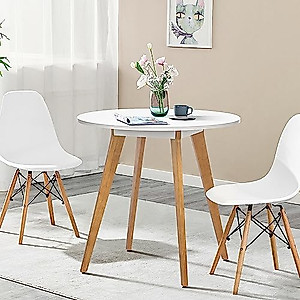 Comfy to go 31.5" Round Dining Table for 2-4 Person- Small Kitchen Table with Solid Wood Legs Modern Table for Dining Room, Kitchen, Leisure Cafe(White) Table Only