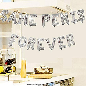 TOYANDONA Bachelorette Party Banner, Bachelor Party Balloons- Same Forever Banner, Bridal Shower Supplies Bride to be Decoration- Silver