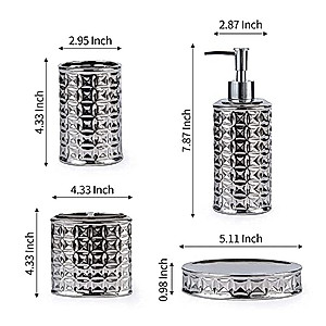 BASDHE Bathroom Accessories Set-5 Piece Ceramic Gift Set Toothbrush Holder,Toothbrush Cup,Soap Dispenser,Soap Dish,Trash Can, Set Bathroom (Grey)